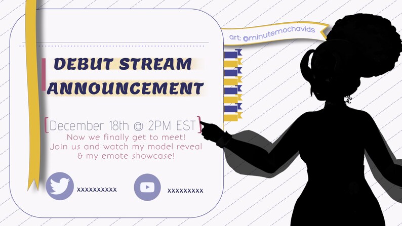 CUSTOM Scholarly Purple Yellow Debut Announcement for Vtubers - Etsy