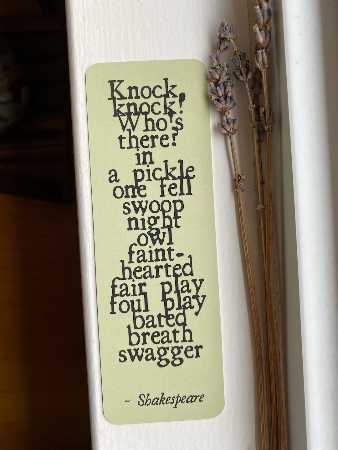 Shakespeare Coined Phrases Bookmark ~ Sage Green Literary Bookmark ...