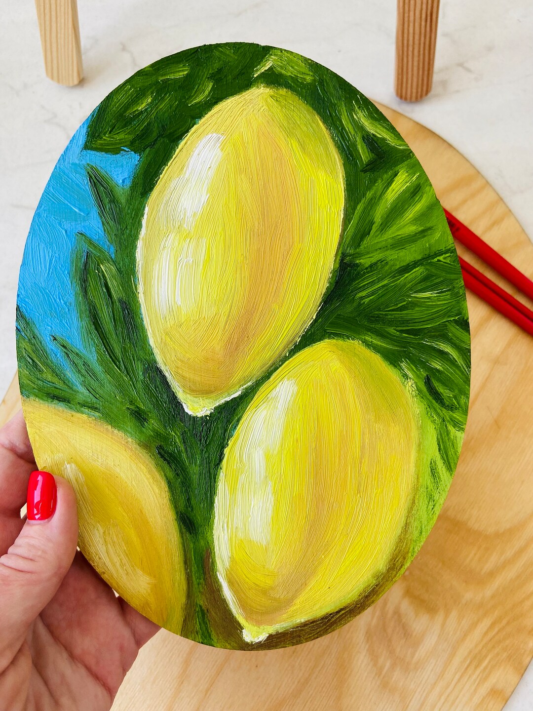 Original Oil Painting lemons, Landscape Lemon, Still Life Lemon, on ...
