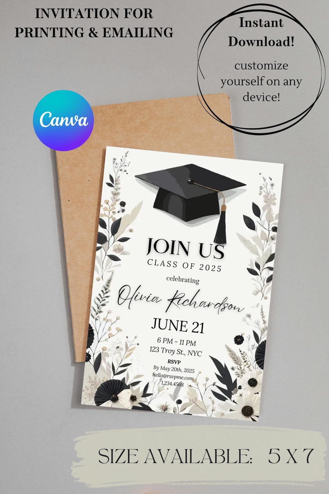 EDITABLE Graduation Invitation, Graduation Invitation Template ...