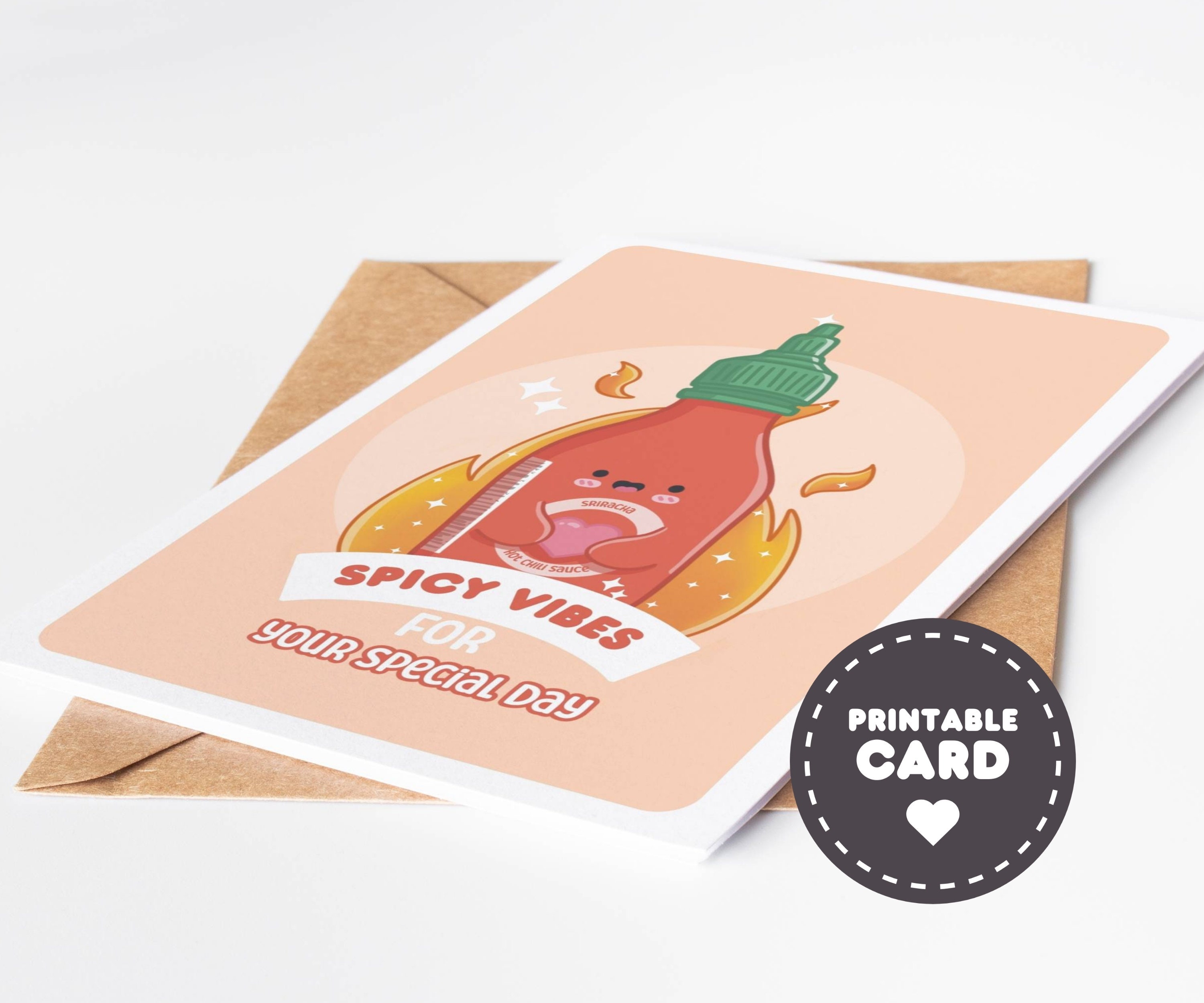 Sriracha Funny Birthday Card Printable, Spicy Card, Instant Download ...