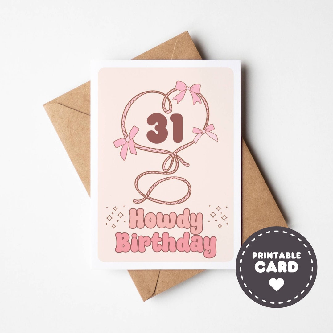 Howdy Partner Birthday Card, Printable Birthday Card, 31st Birthday ...