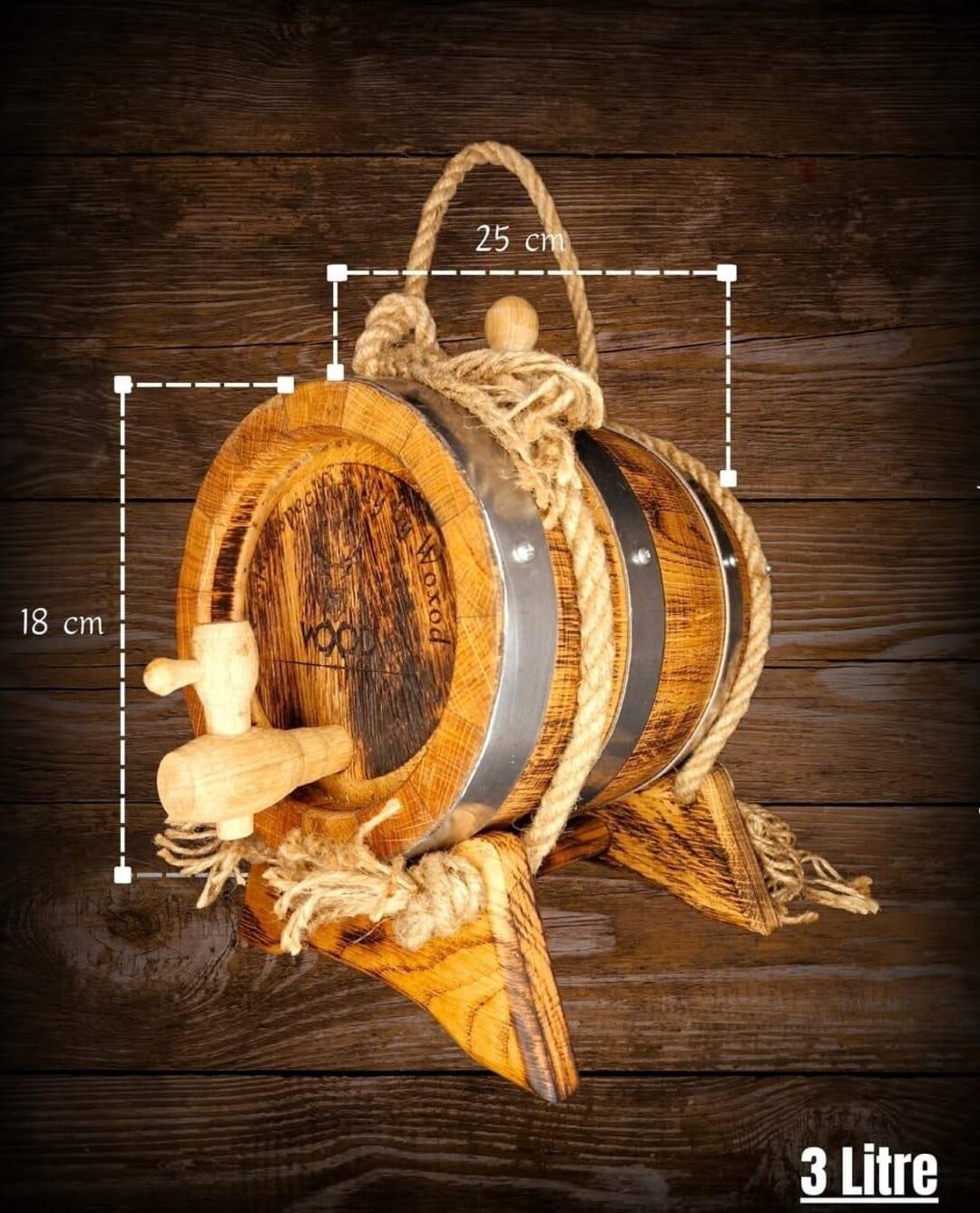 Handcrafted Wooden Whiskey Barrel Mini Decorative Keg , Rustic Home ...