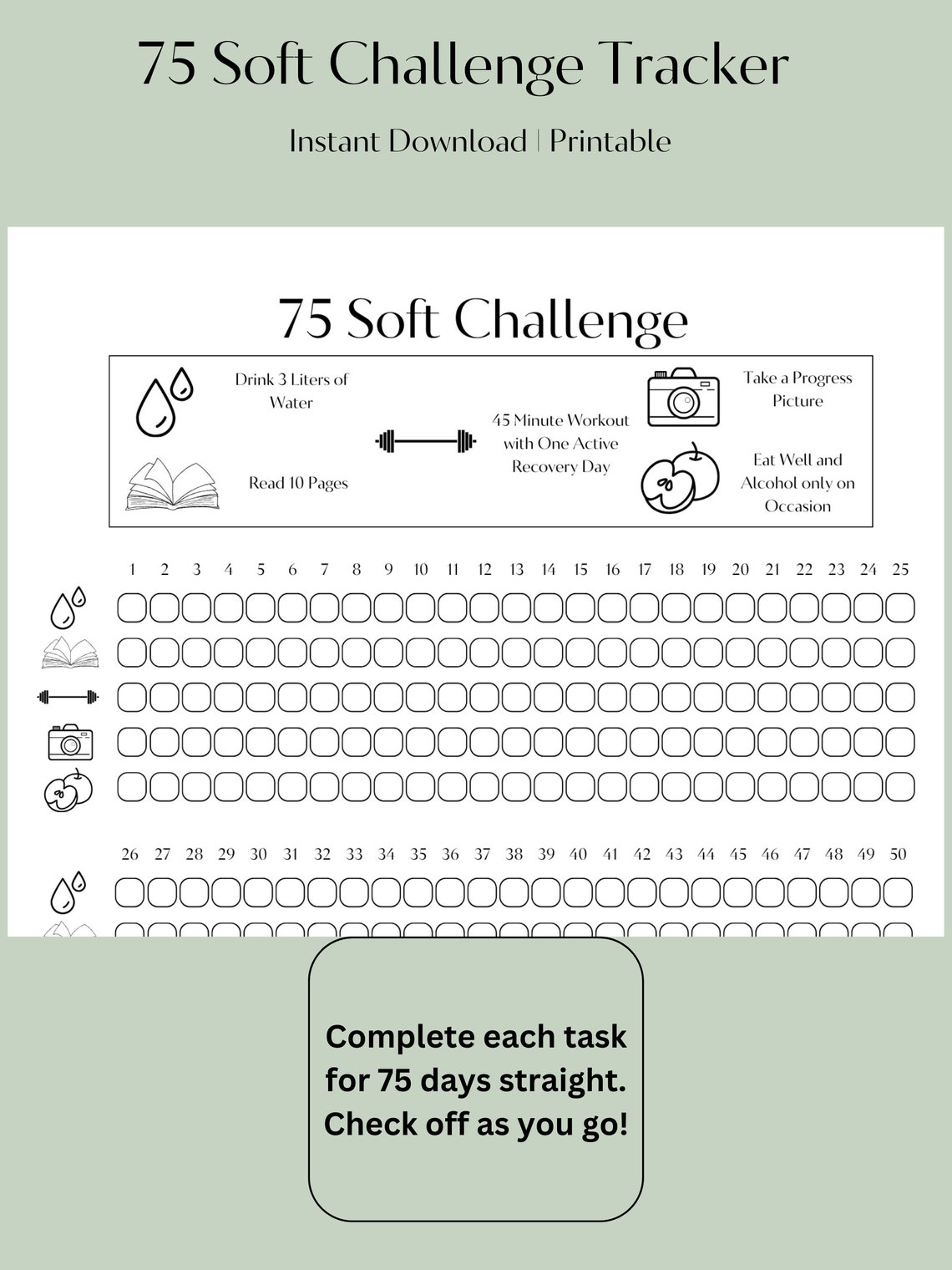 75 Soft Challenge Tracker 75 Soft Challenge Printable Tracker 75 Soft ...