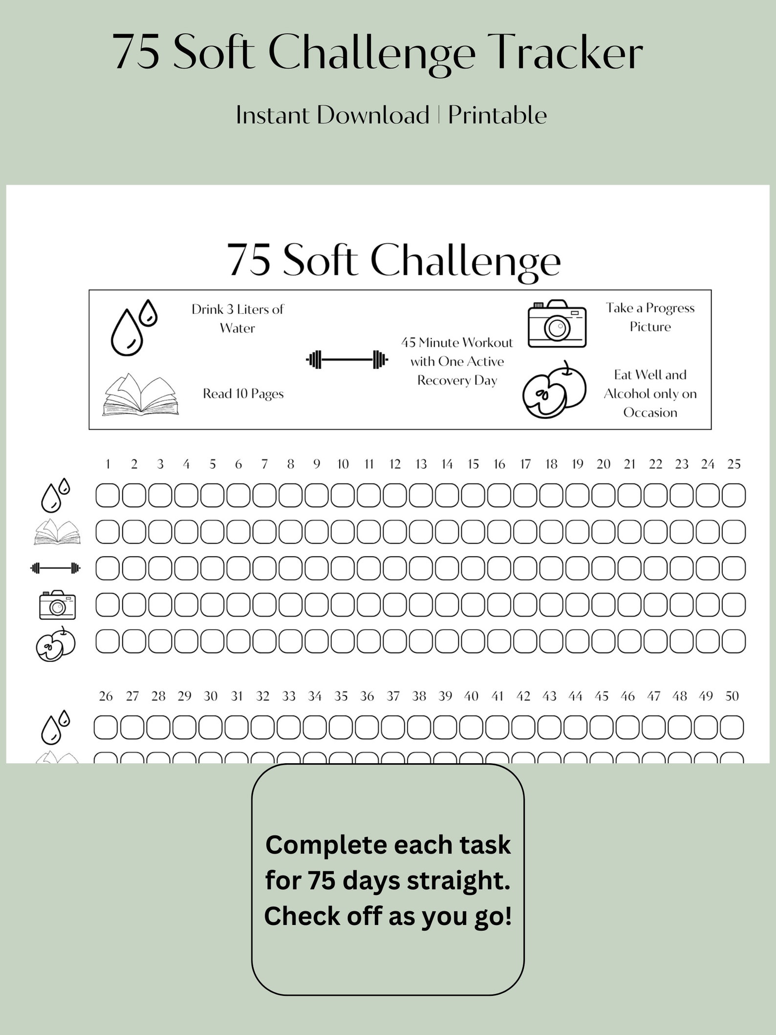 75 Soft Challenge Tracker 75 Soft Challenge Printable Tracker 75 Soft ...