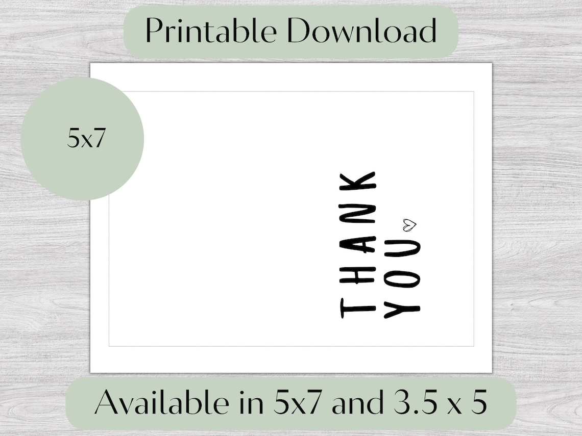 Simple Black and White Printable Thank You Card Printable Download PDF ...