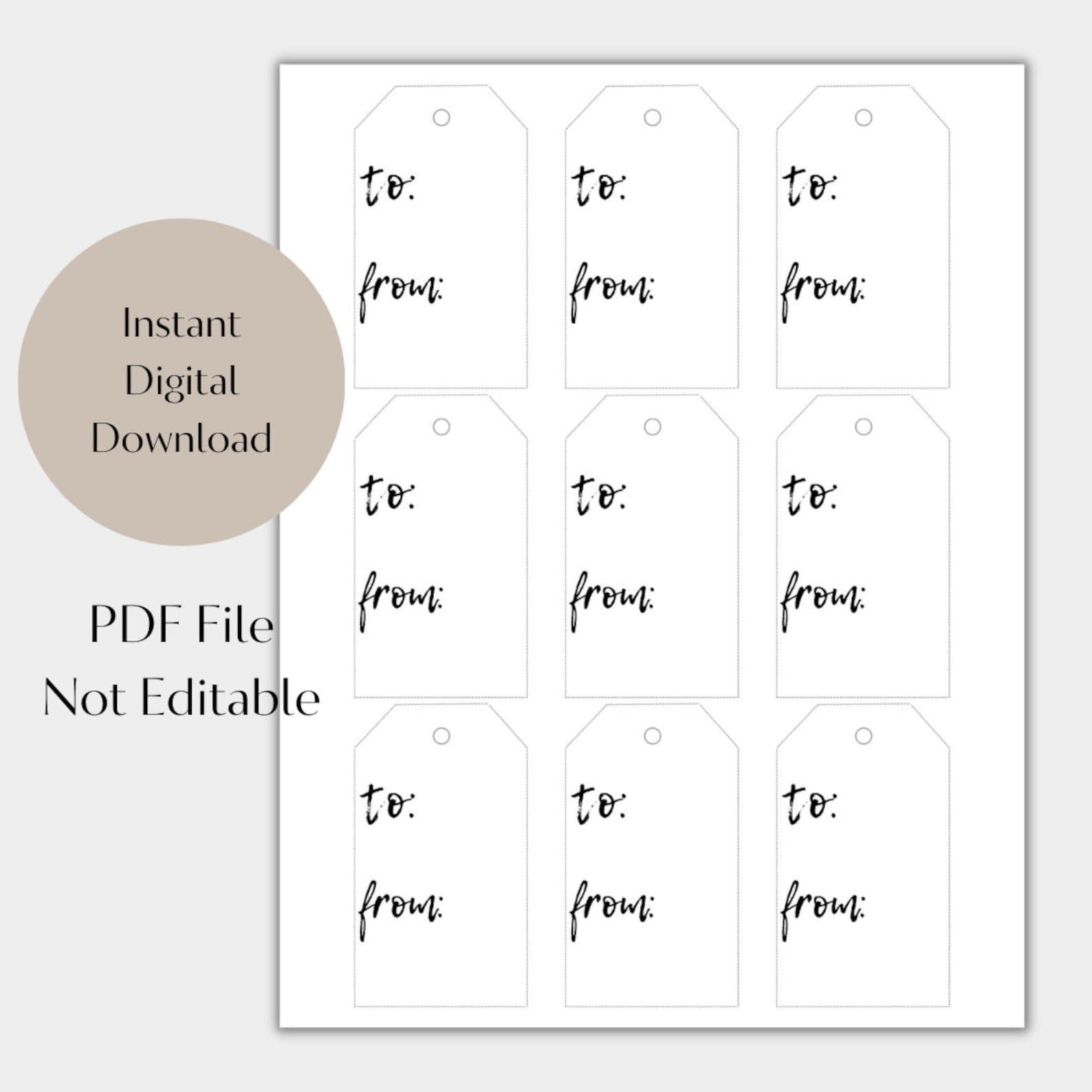 To From Gift Tag Black and White Simple Gift Tag Printable Gift Tag ...