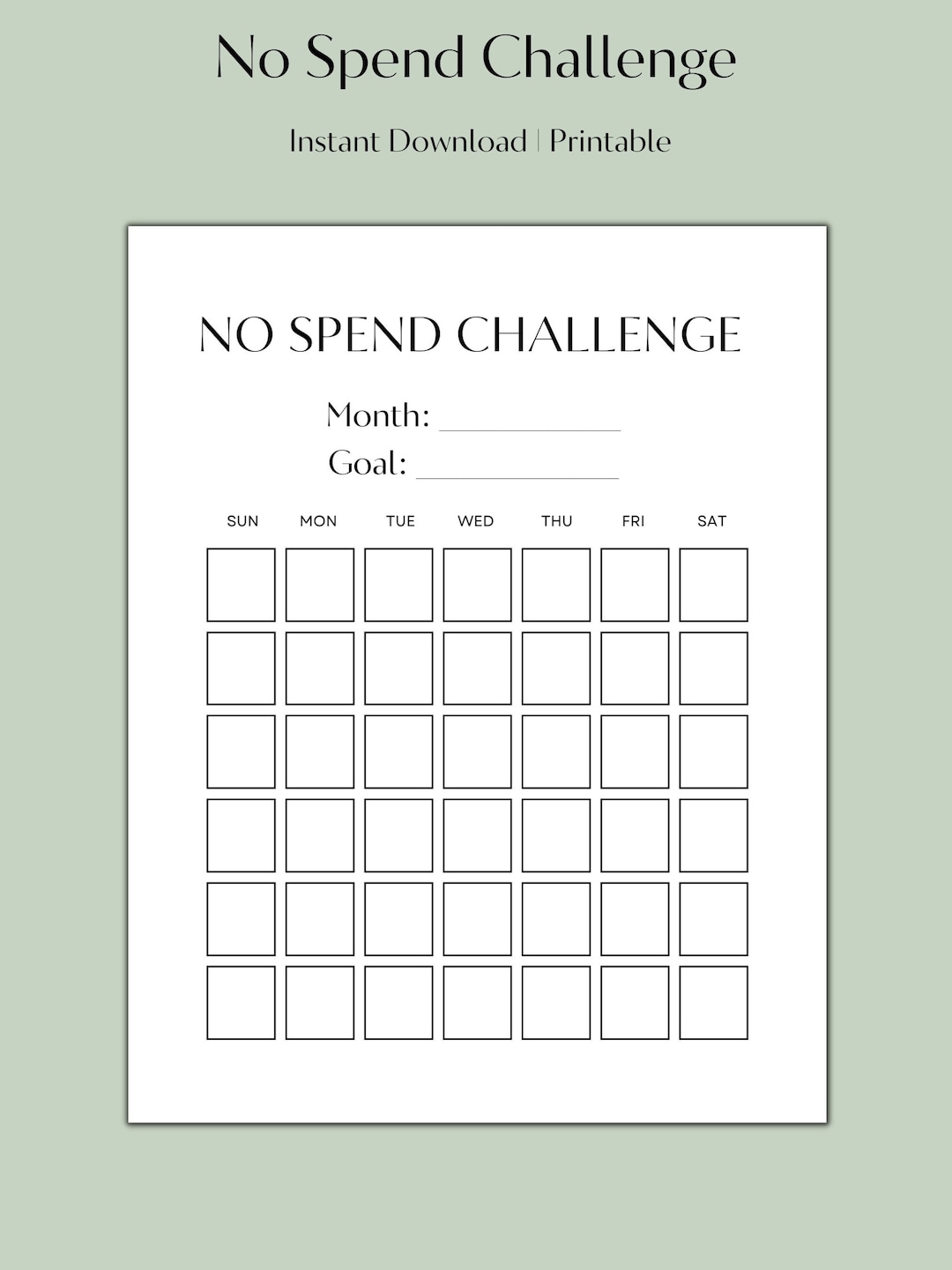 No Spend Challenge Tracker No Spend Challenge Template Printable ...