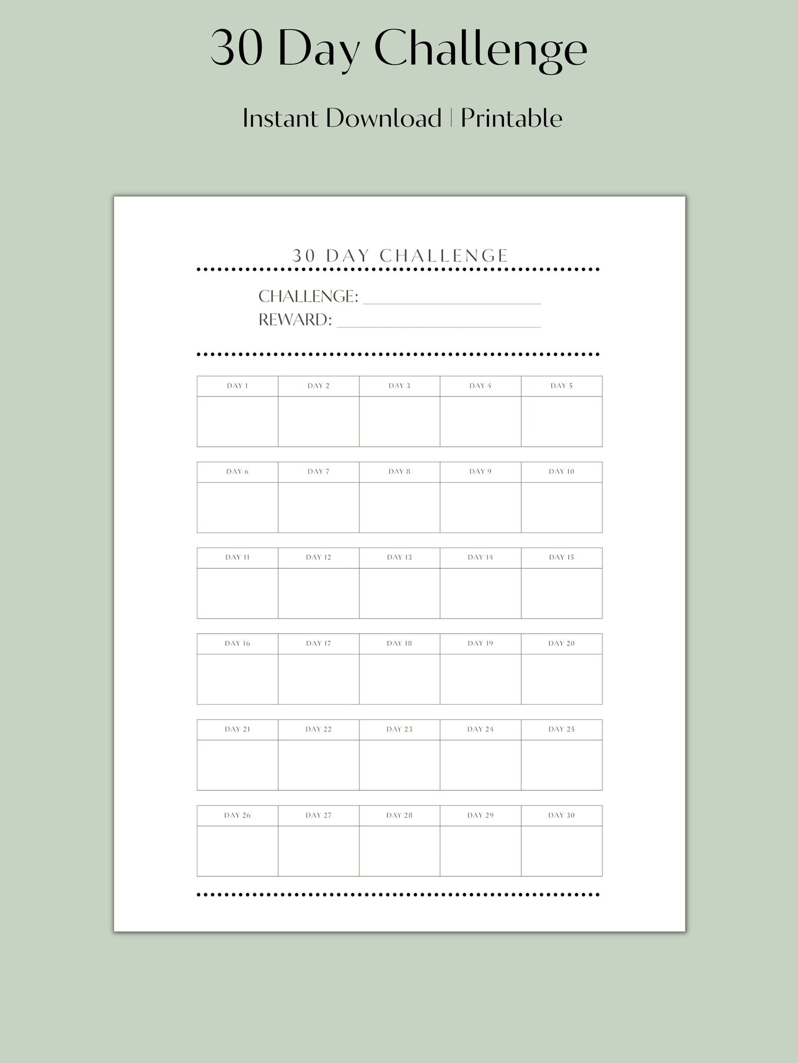 30 Day Challenge Tracker 30 Day Challenge Template Printable Download ...
