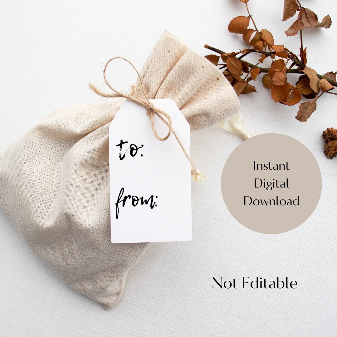 To From Gift Tag Black and White Simple Gift Tag Printable Gift Tag ...