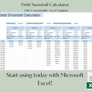 Debt Snowball Excel Tracker Debt Payoff Excel Template Budget Planner ...