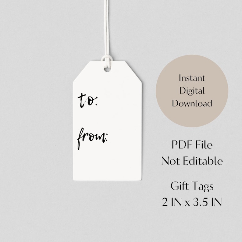 To From Gift Tag Black and White Simple Gift Tag Printable Gift Tag ...