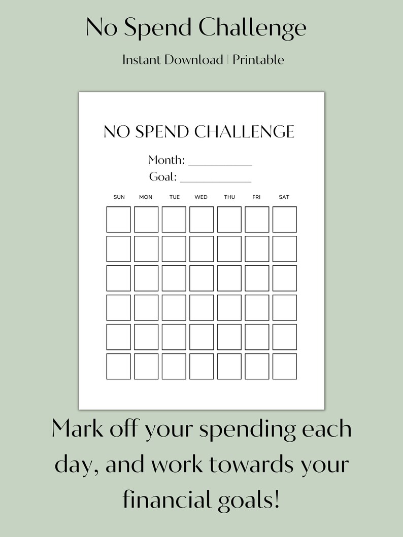 No Spend Challenge Tracker No Spend Challenge Template Printable ...