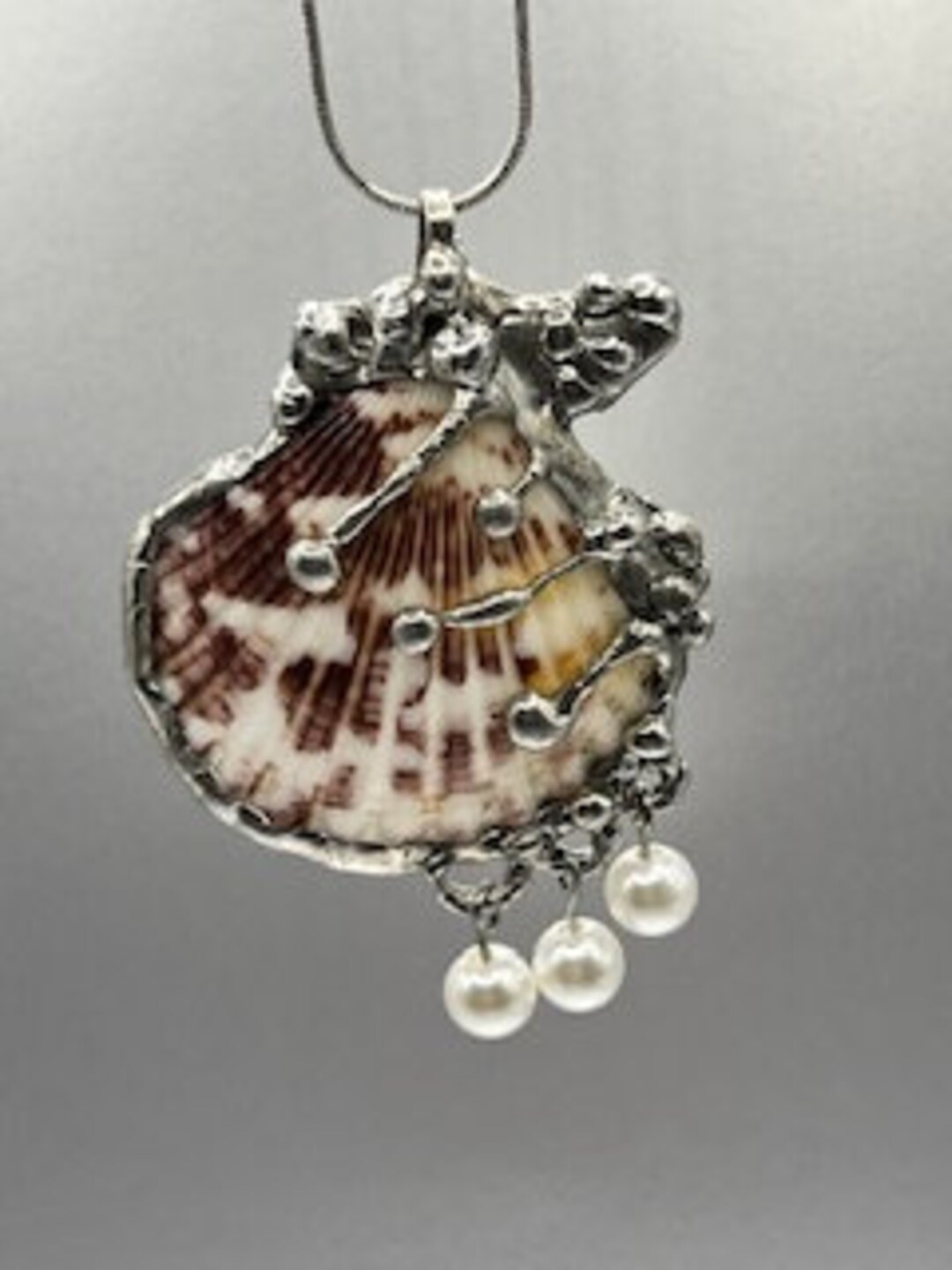 Necklace Seashell Necklace Liquid Metal Pendant Shell Pendant Spikey ...