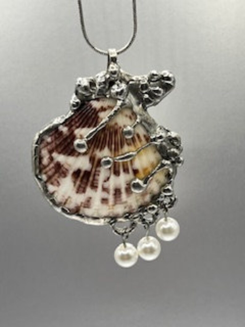 Necklace Seashell Necklace Liquid Metal Pendant Shell Pendant Spikey ...