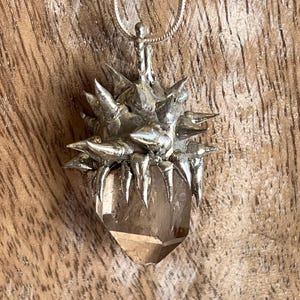 Spike Pendant, Clear Quartz, Necklace, Gift, Spikey , Unique, Metal ...