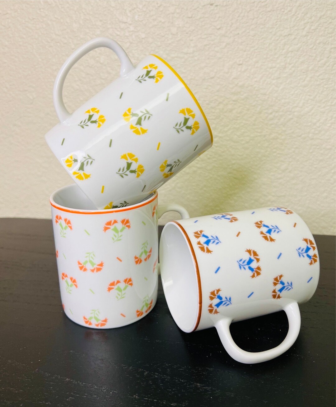 Vintage Floral Mug Set - Etsy