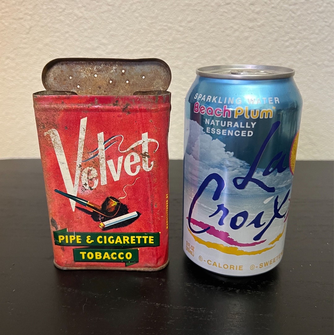 1950s Vintage Velvet Pipe & Cigarette Tobacco Tin - Etsy