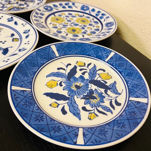 Yellow and Blue Plates - Etsy