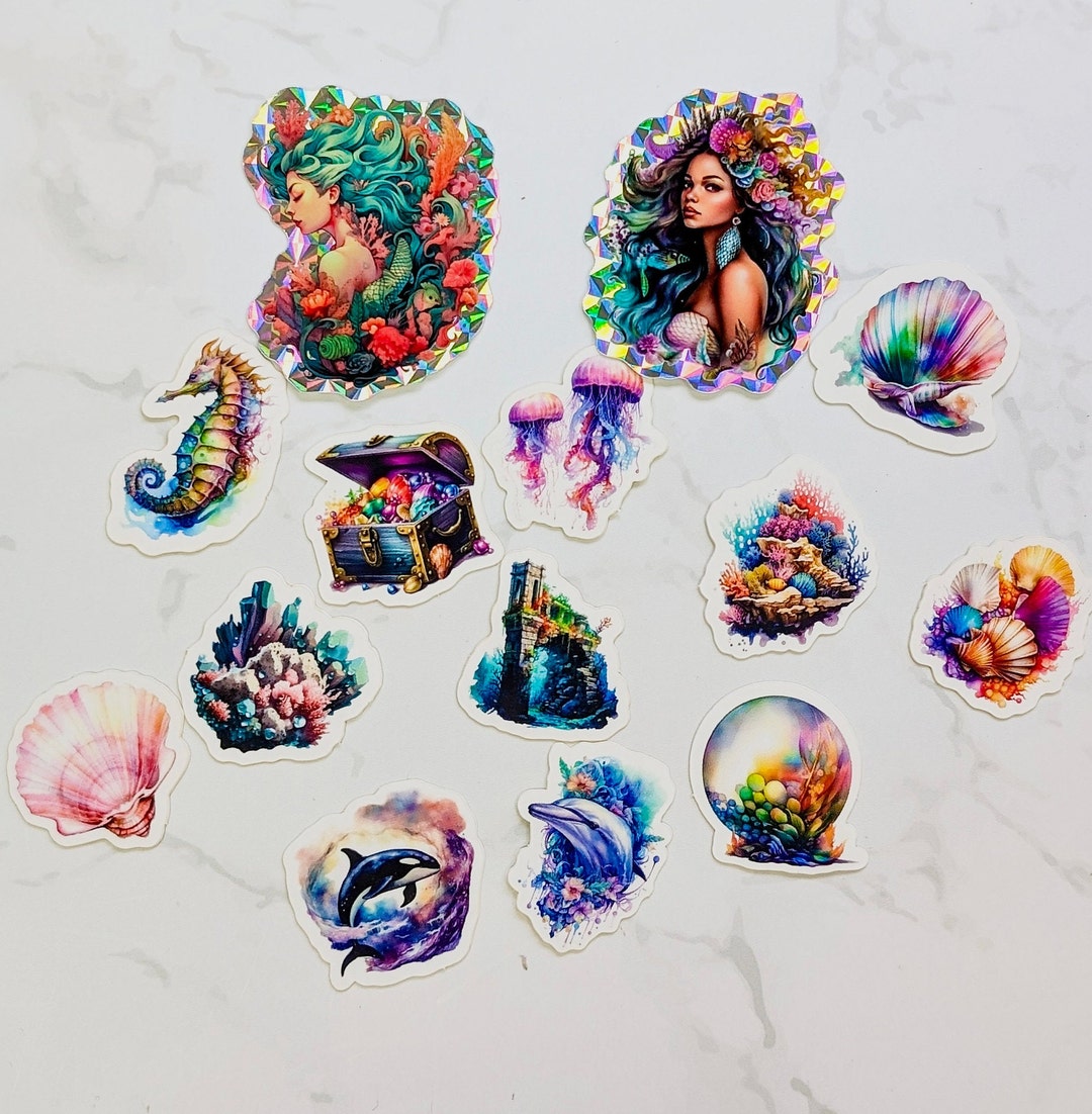 Fantasy Ocean Sticker Pack, 14 Die Cut Vinyl Stickers - Etsy