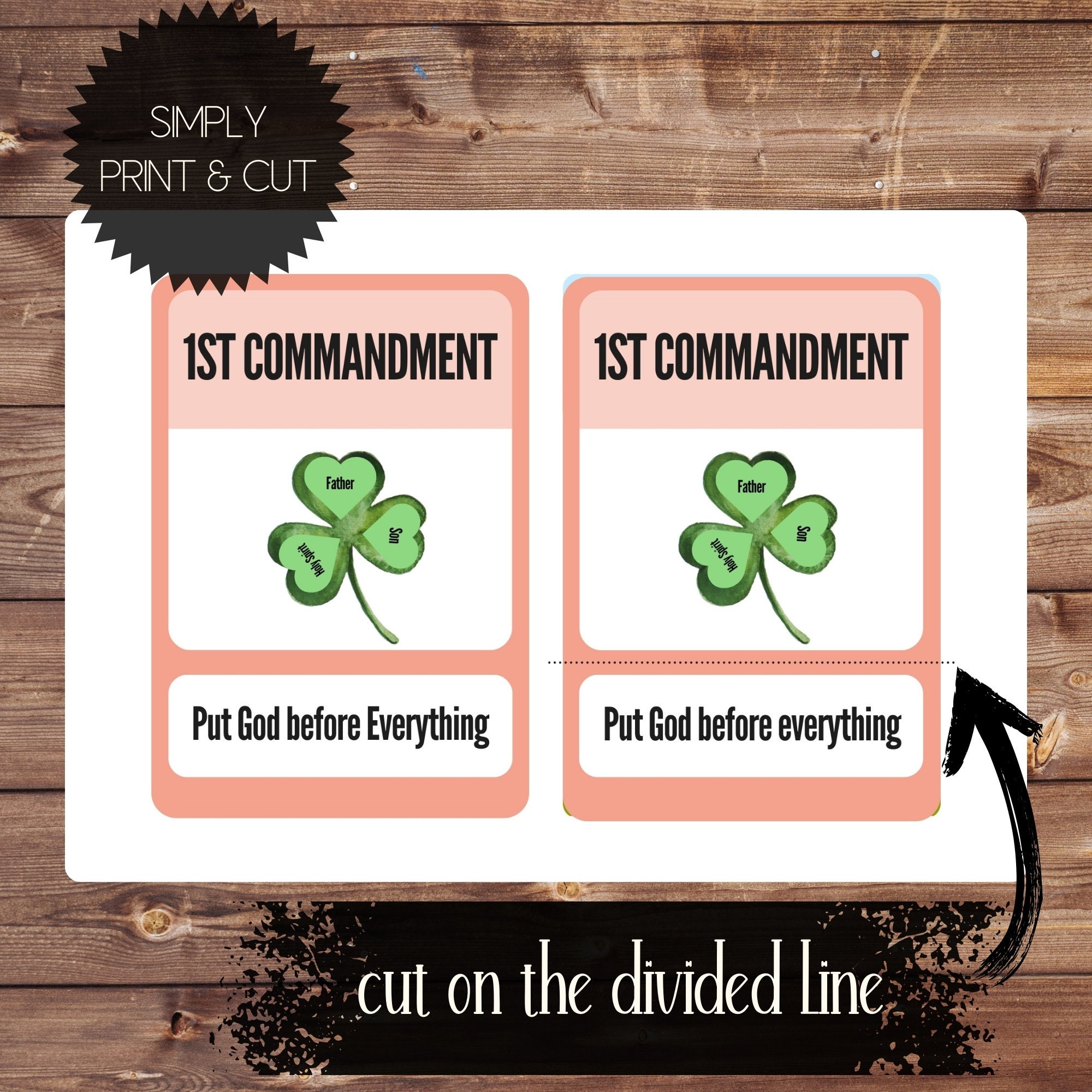 10 Commandments 3 Part Cards, Montessori 3 Part Cards, Bible Flashcards ...