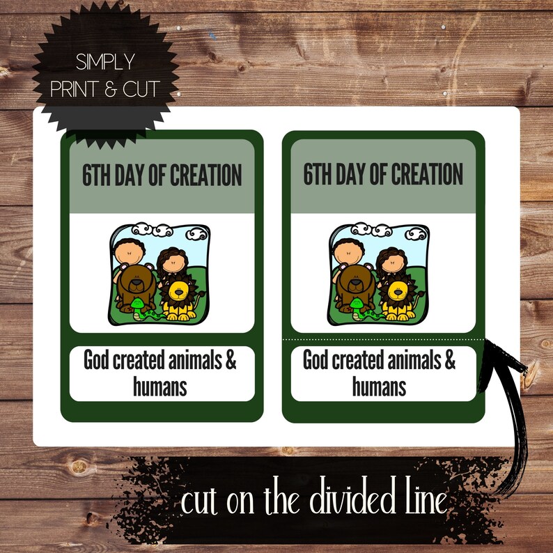 The 7 Days of Creation 3 Part Cards, Montessori 3 Part Cards, Bible ...