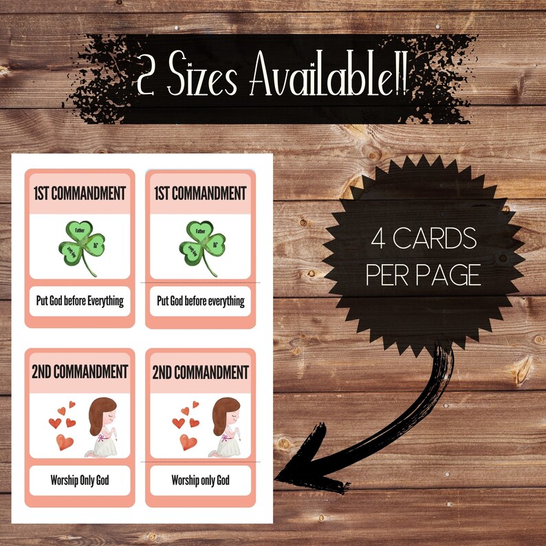 10 Commandments 3 Part Cards, Montessori 3 Part Cards, Bible Flashcards ...