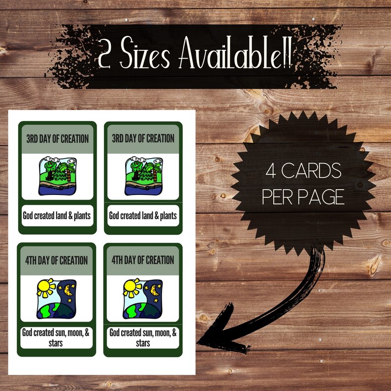 The 7 Days of Creation 3 Part Cards, Montessori 3 Part Cards, Bible ...