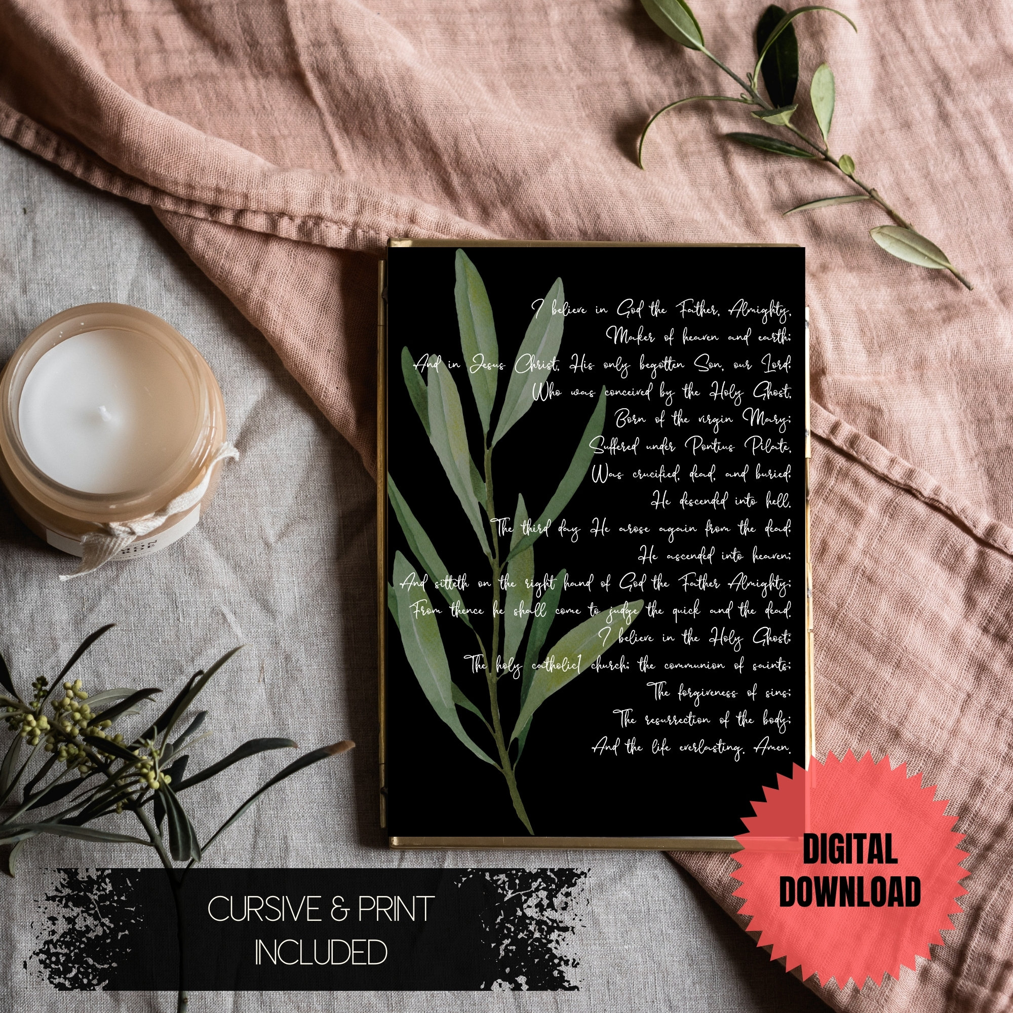 The Apostles Creed, Bible, Scripture, Reformed Theology, Christian Wall ...