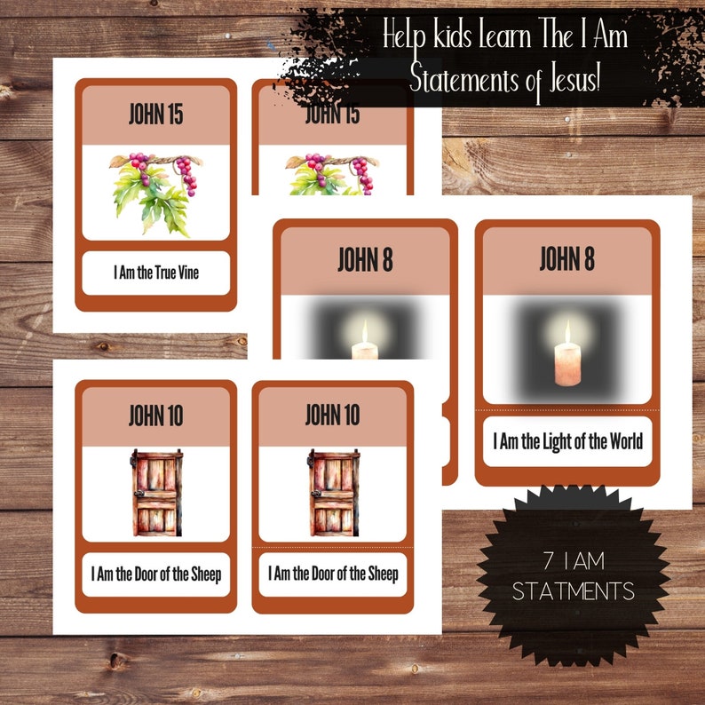Jesus’ I Am Statements 3 Part Cards, Montessori 3 Part Cards, Bible ...