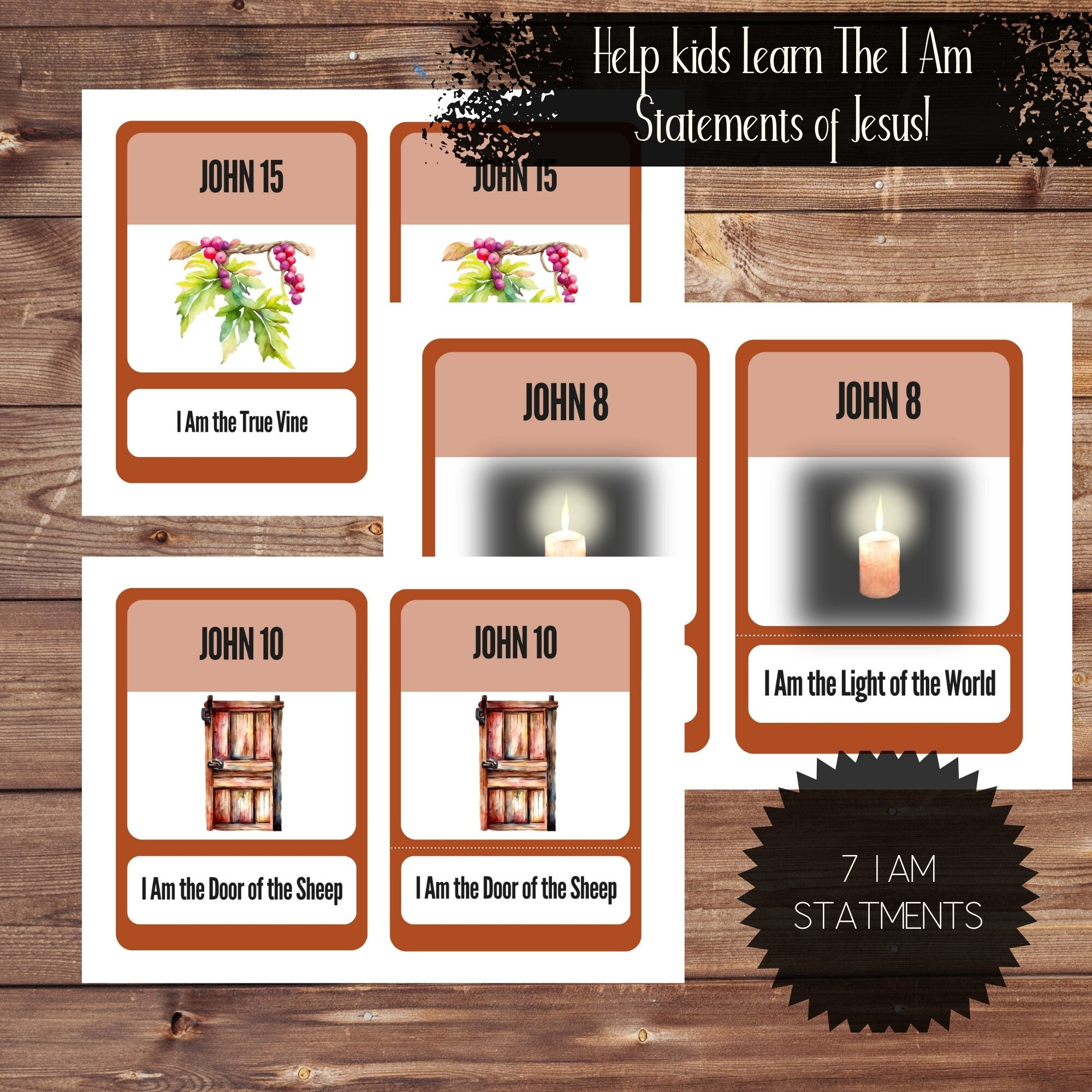 Jesus’ I Am Statements 3 Part Cards, Montessori 3 Part Cards, Bible ...