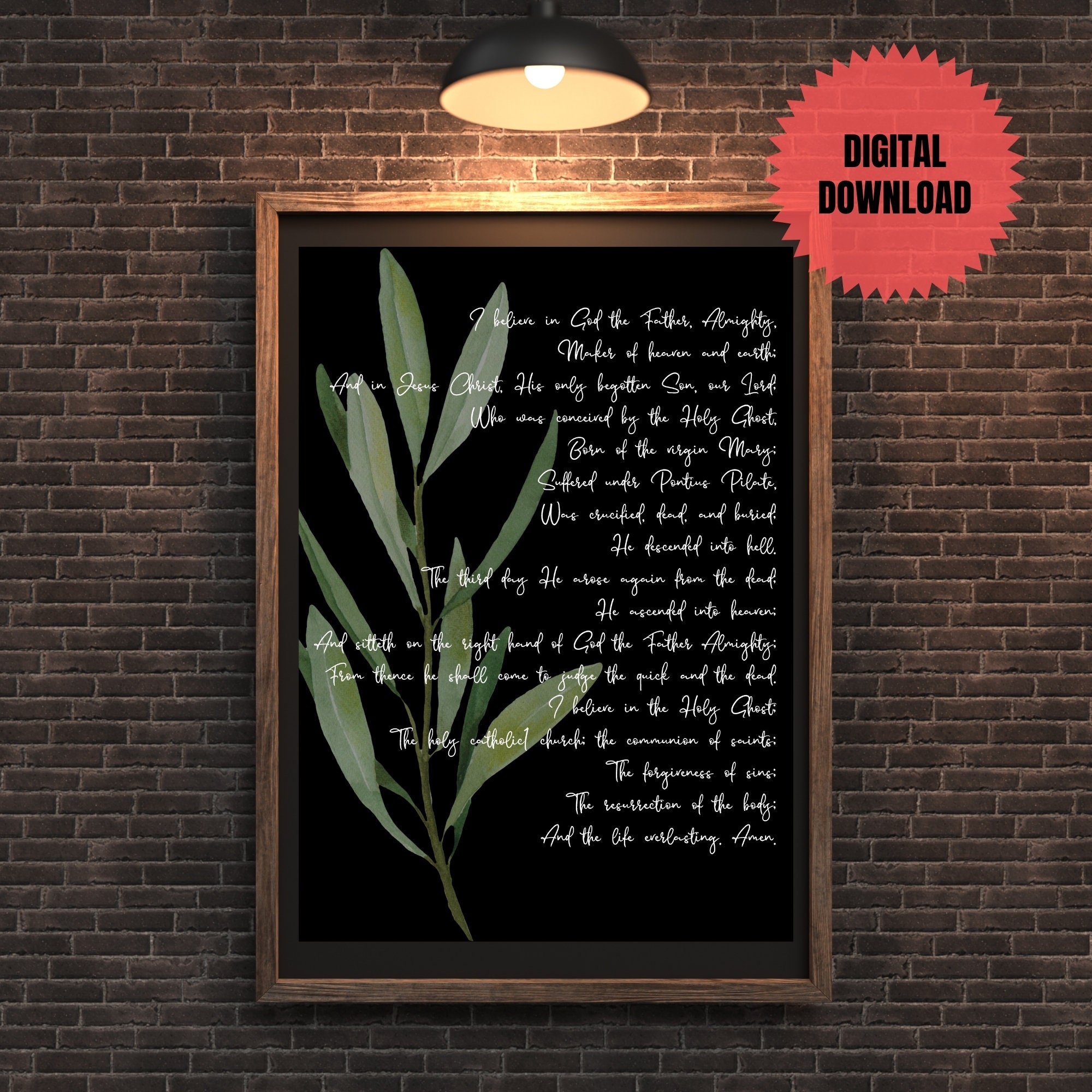 The Apostles Creed, Bible, Scripture, Reformed Theology, Christian Wall ...