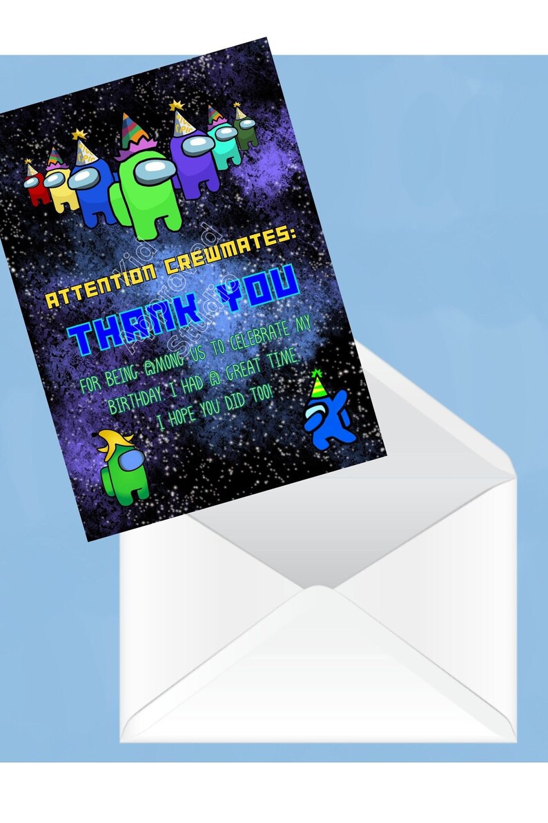 Customizable Among Us Thank You Card, Birthday Thank You, Digital ...