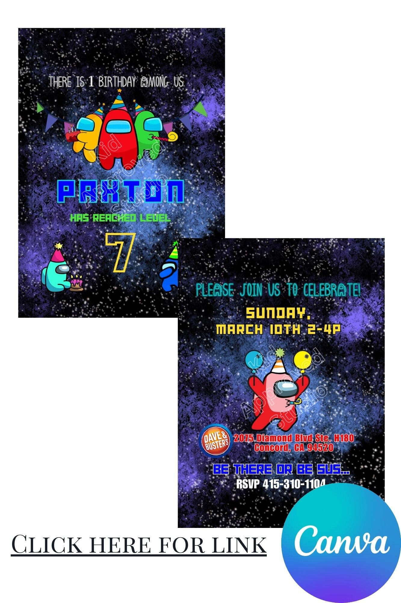 Customizable Among Us Birthday Invitation, Double Sided, Digital ...