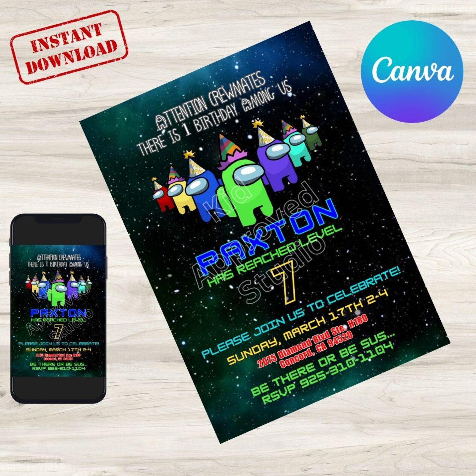 Customizable Among Us Birthday Invitation Version V, Digital Download ...