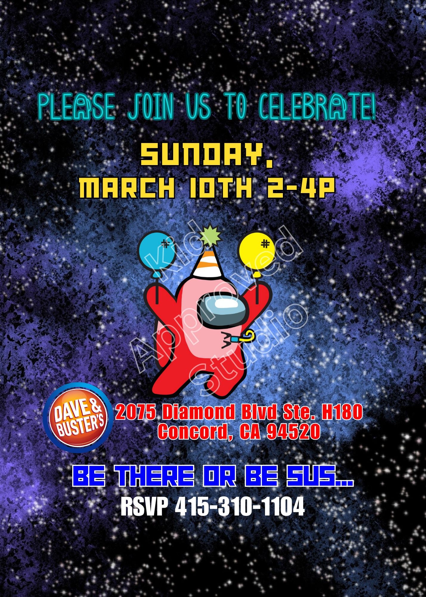 Customizable Among Us Birthday Invitation, Double Sided, Digital ...