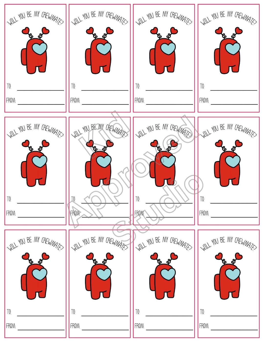 Among Us Valentine Gift Cards, Digital Download - Etsy