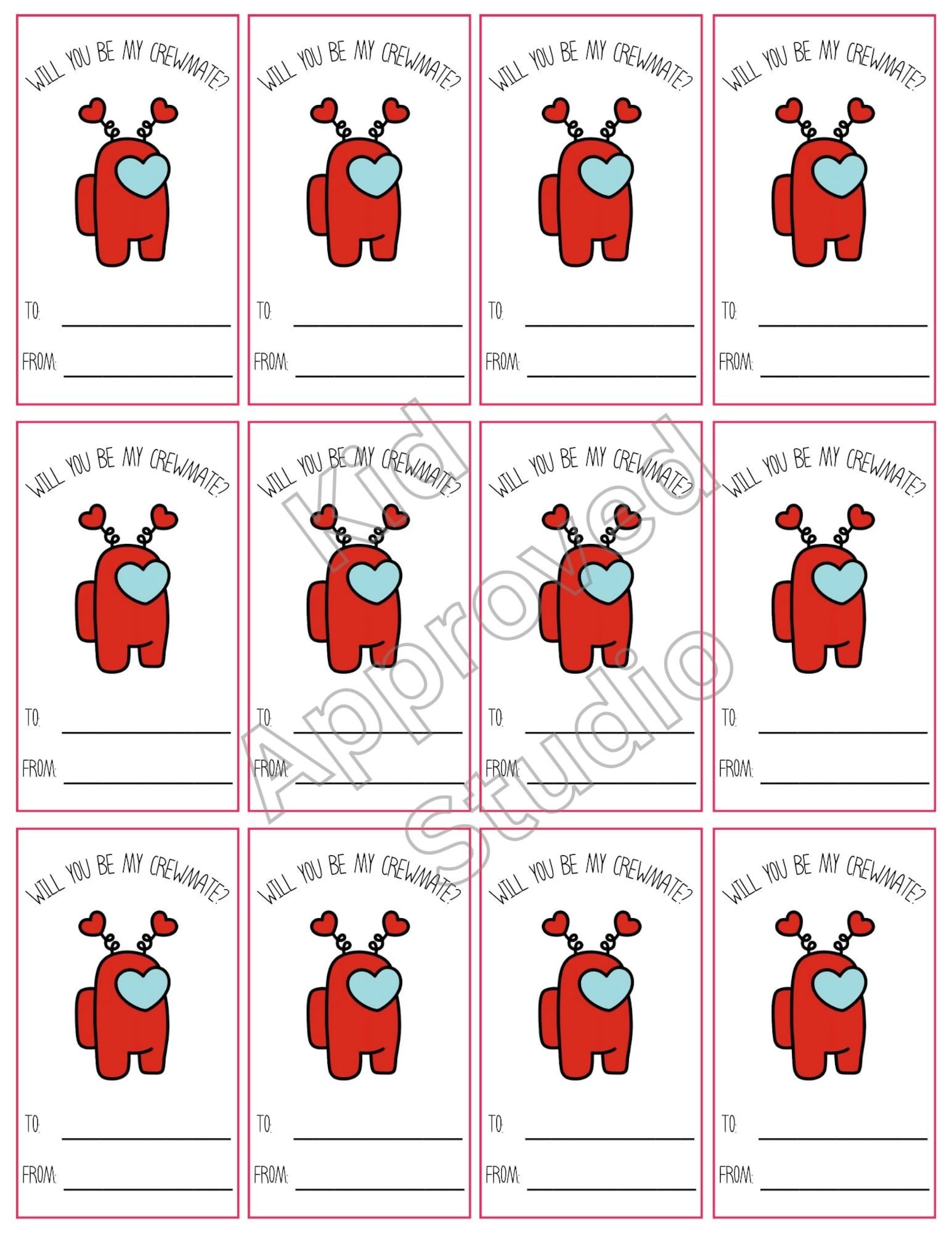 Among Us Valentine Gift Cards, Digital Download - Etsy UK