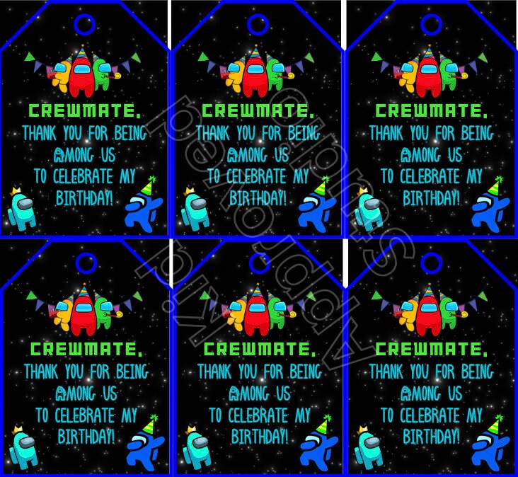 Among Us Gift Tags, Birthday Party Favor / Gift Tags, Digital Download ...