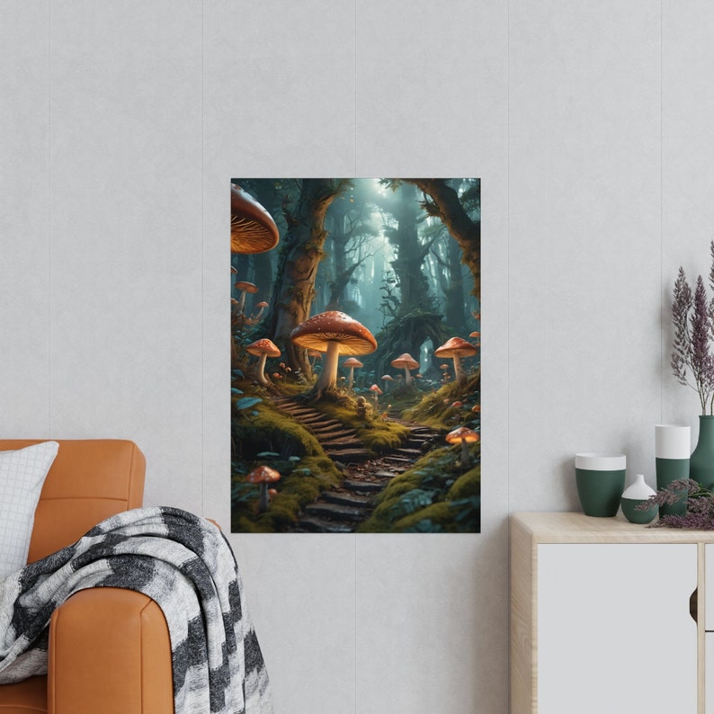Enchanted Forest Art Poster, Whimsical Creatures Illustration Print ...