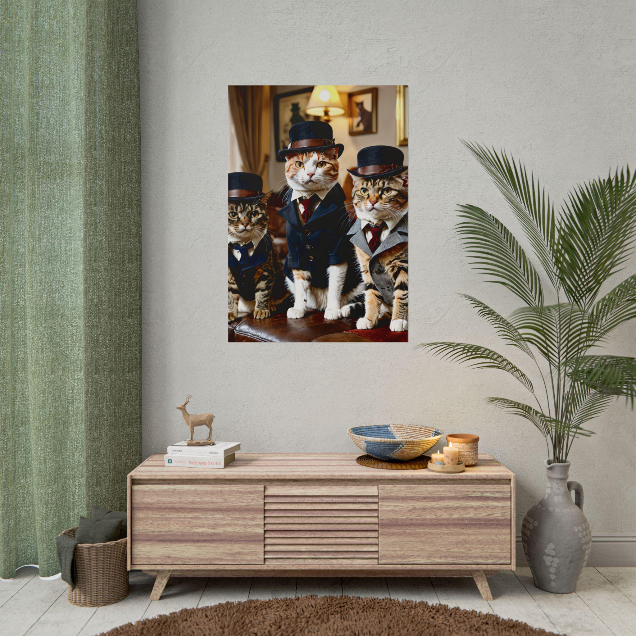 Funny Cat Detective Poster, Mystery Cat Portrait Wall Art, Whimsical ...
