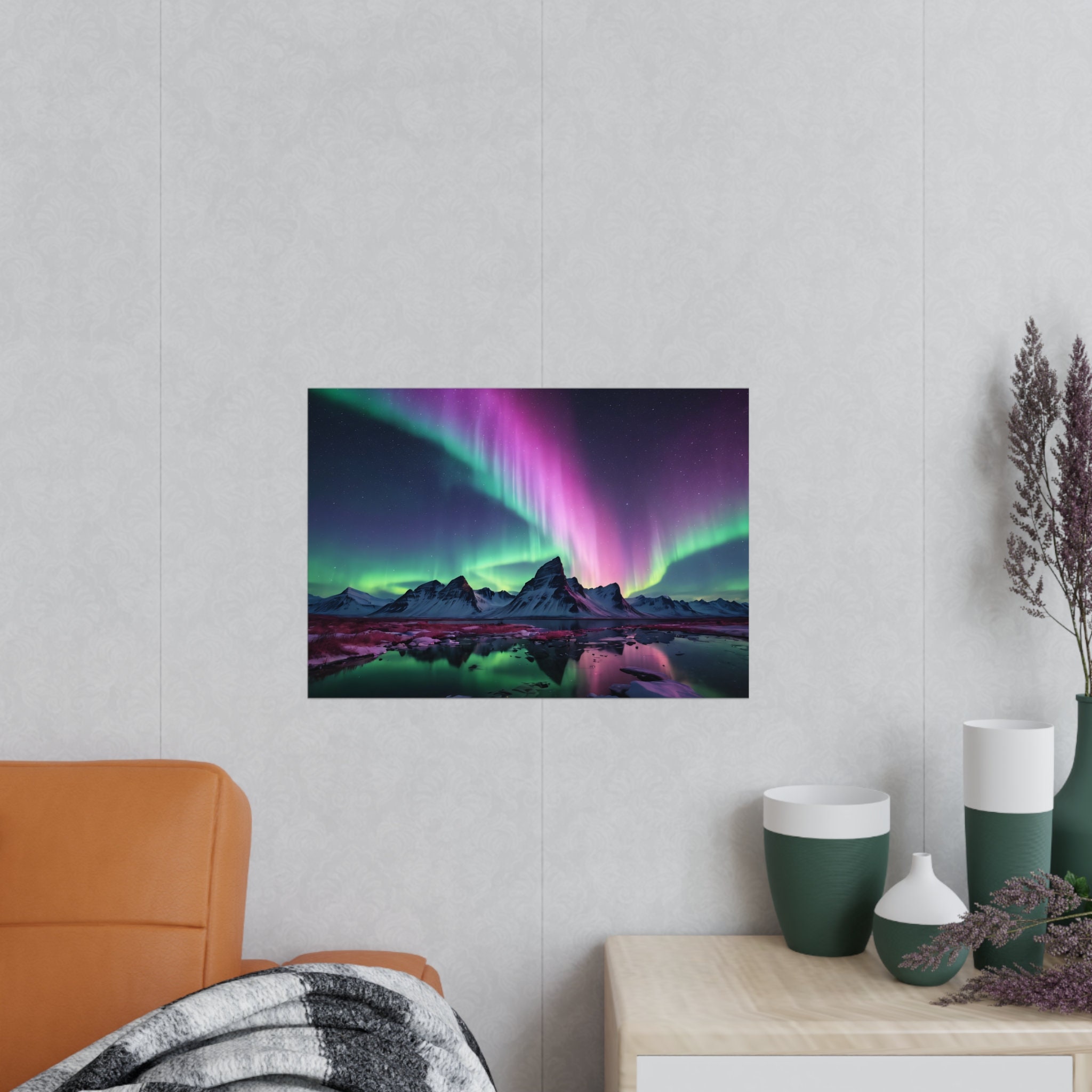 Aurora Borealis Dreamlike Poster, Geometric Vibrant Colors Print ...