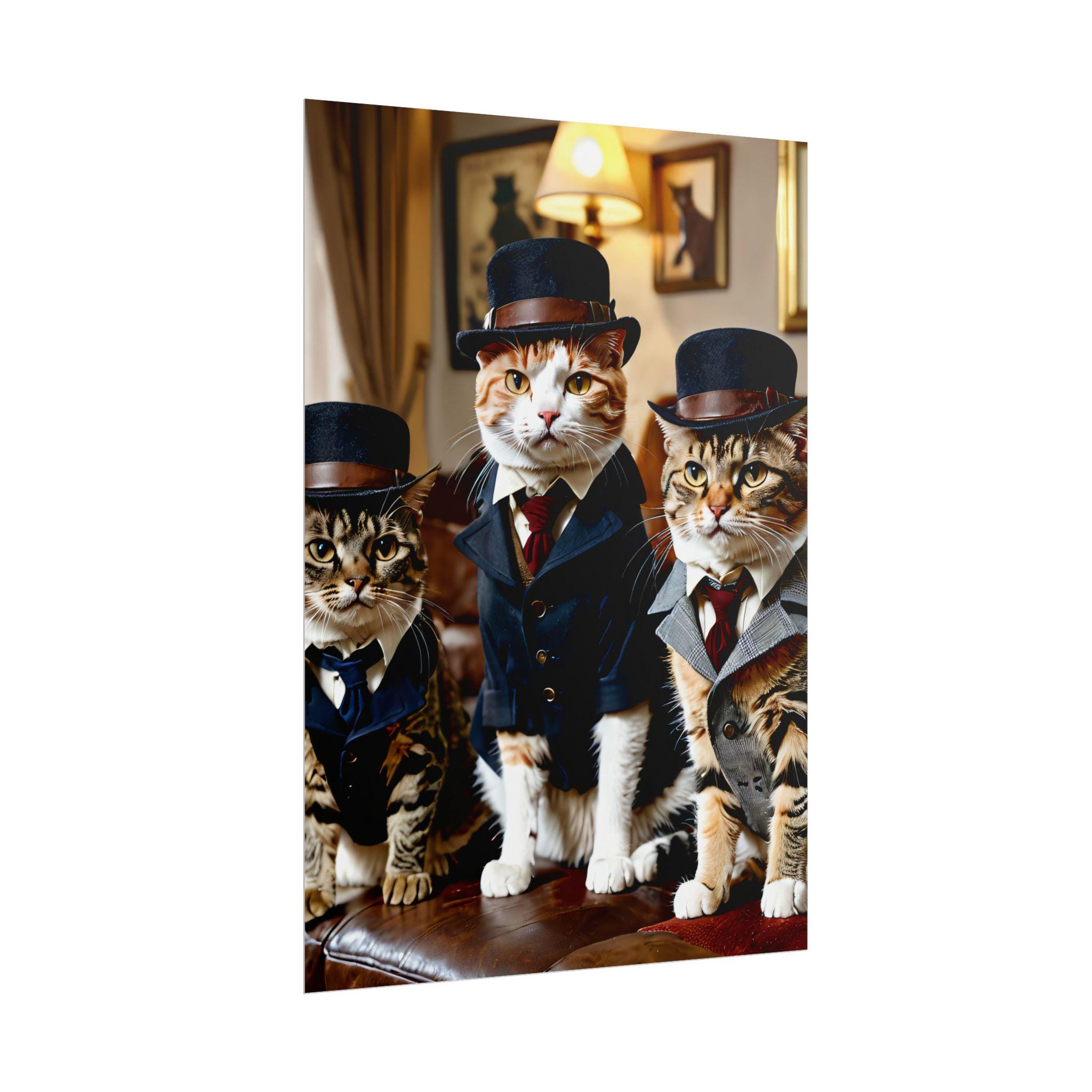 Funny Cat Detective Poster, Mystery Cat Portrait Wall Art, Whimsical ...