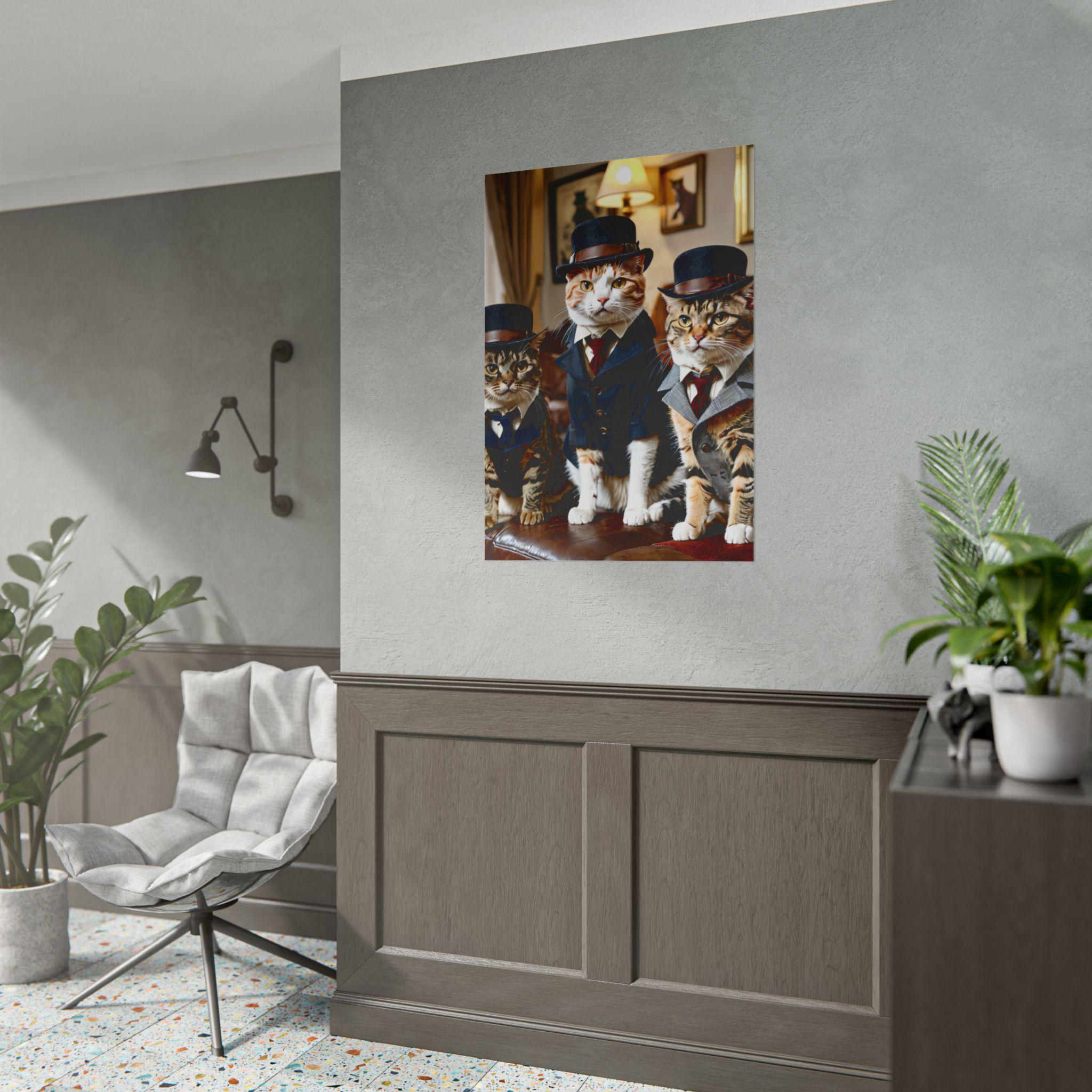 Funny Cat Detective Poster, Mystery Cat Portrait Wall Art, Whimsical ...