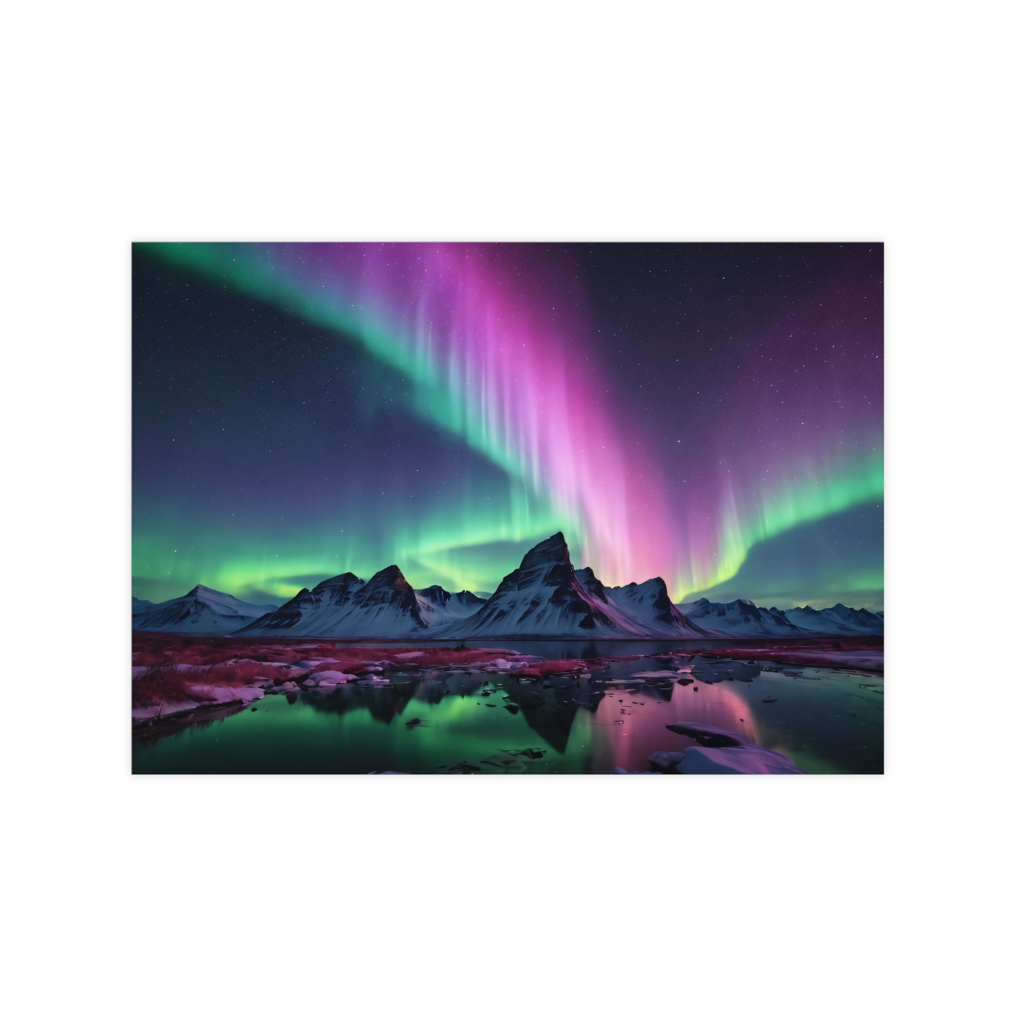 Aurora Borealis Dreamlike Poster, Geometric Vibrant Colors Print ...