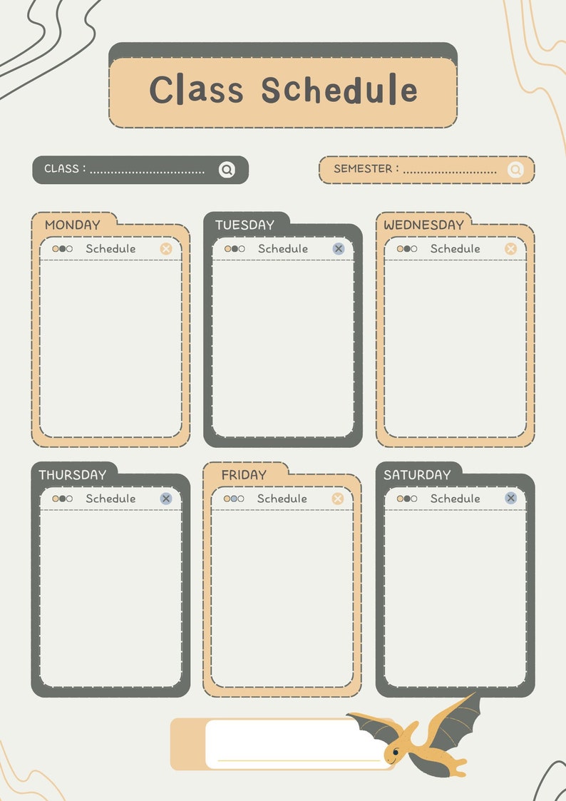 Editable School Schedule for Boys, School Supplies Theme, Printable ...