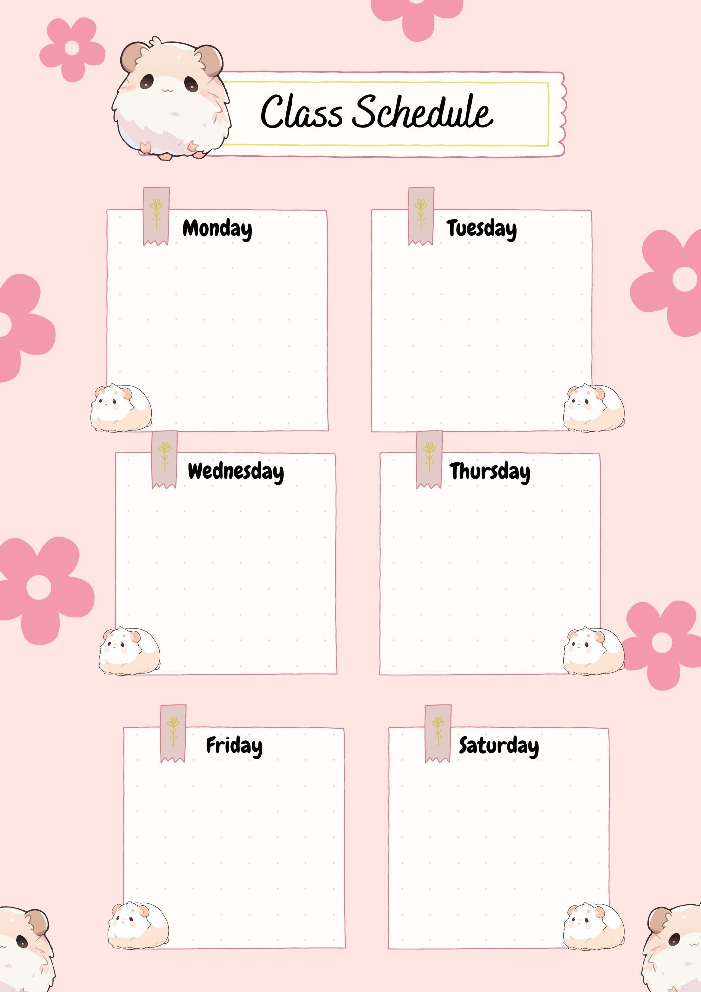 Editable School Schedule for Girls, School Supplies Theme, Printable ...