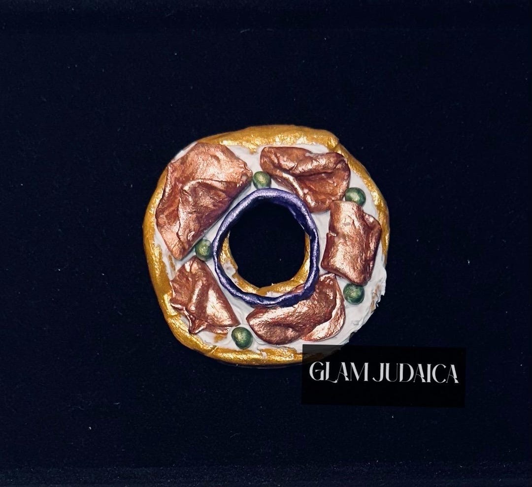 Bagel and Lox Pin: Hand-painted Jewish Food Brooch - Etsy