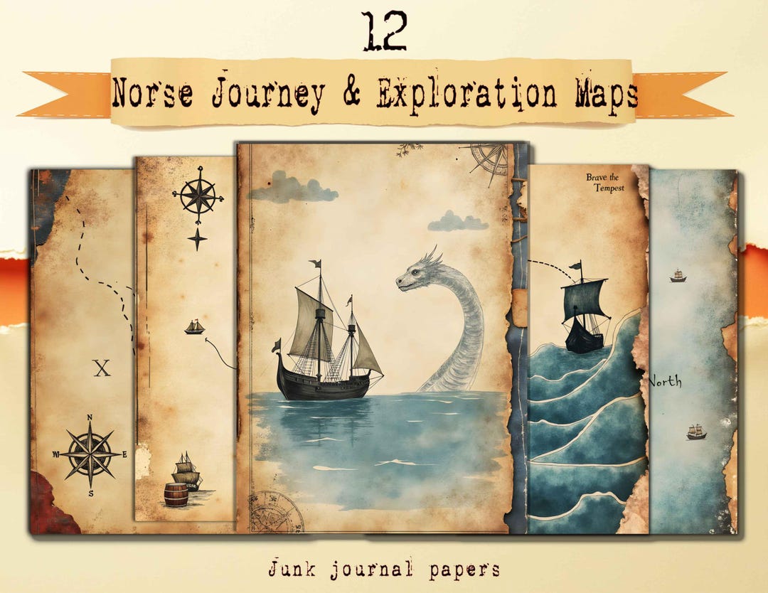 Viking Map Junk Journal Pages | Norse Journey & Exploration Maps ...