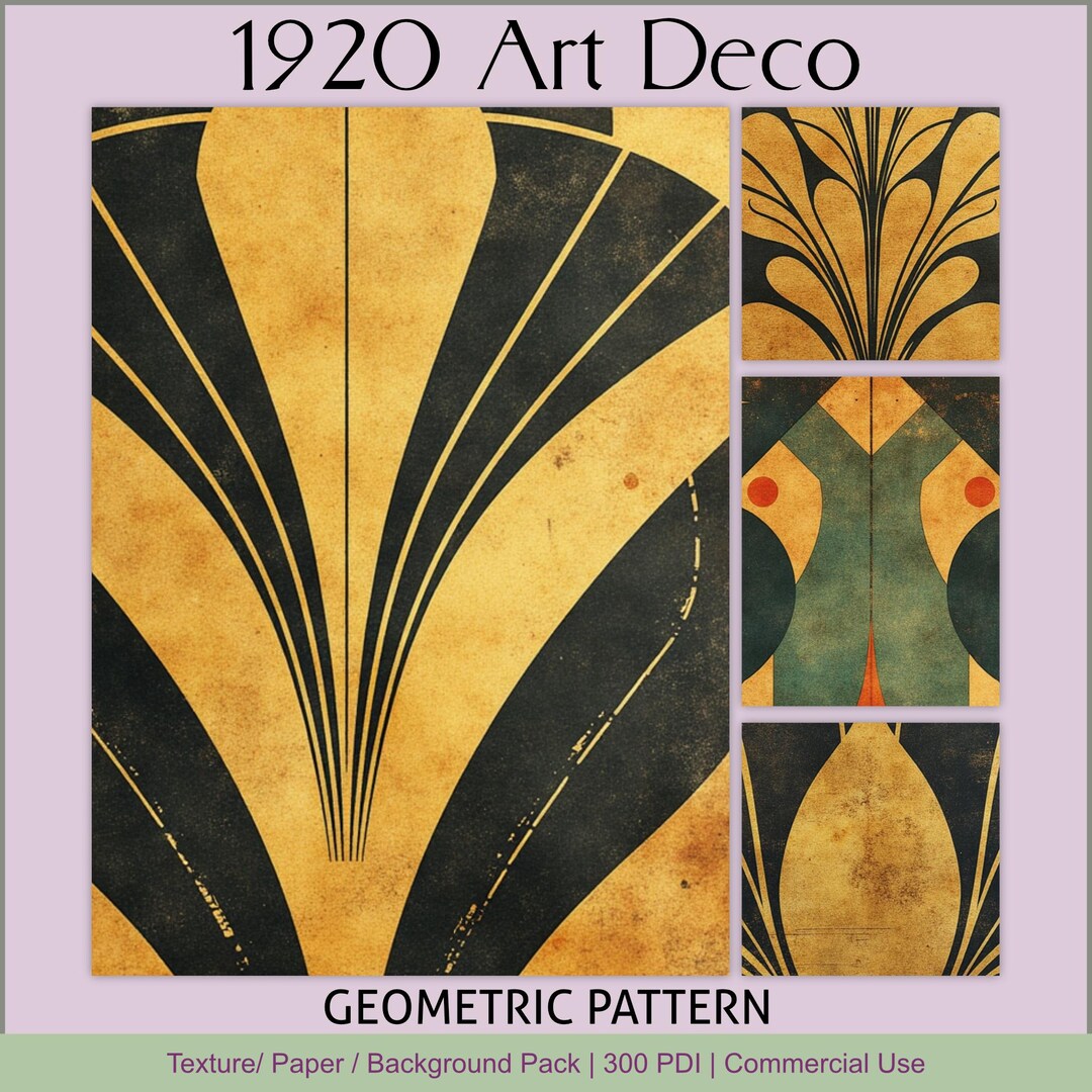 1920s Art Deco Junk Journal Digital Papers 10 Vintage Textures 300 DPI ...